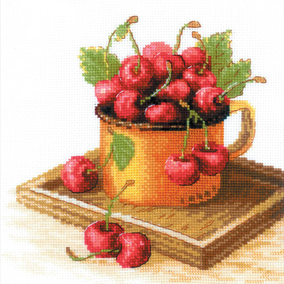 Cross Stitch Embroidery Kit - "Ripe Cherry" - Riolis 2169 – Punto y Arte