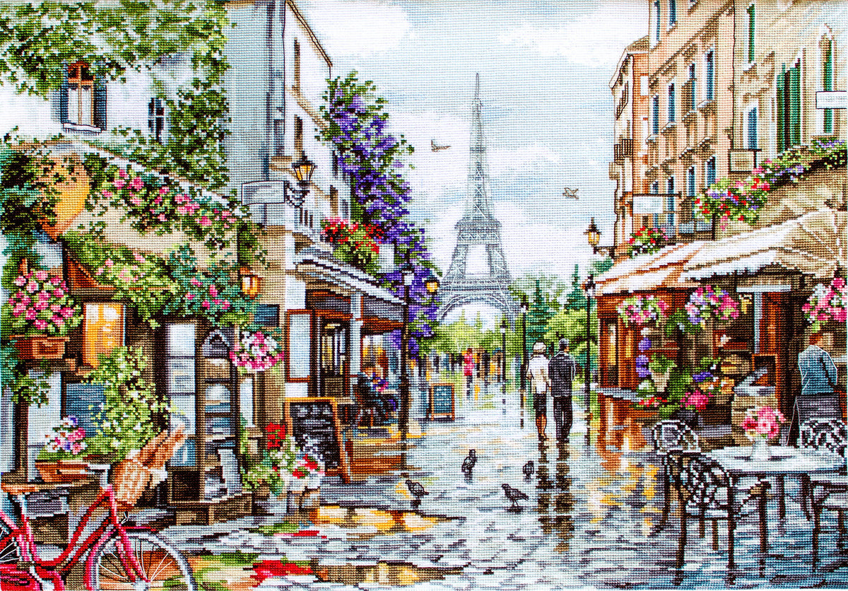 Kit de Punto de Cruz "Paris en Flores" con la Torre Eiffel - Luca-S B2 ...
